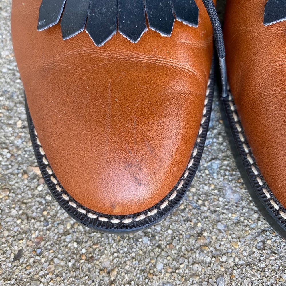 Navy Blue & Brown Western Combat Boots - Gem